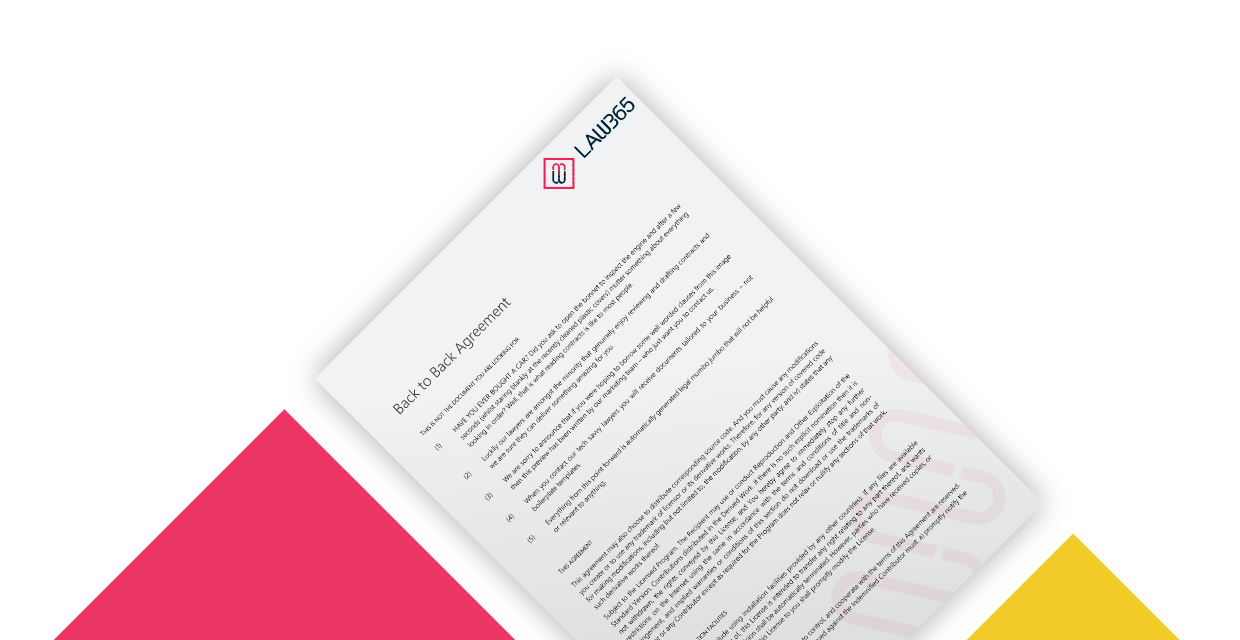 Back to Back Agreement | Law 365 Contract and Policies